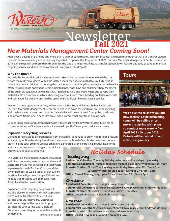 Newsletter Archive | Western Disposal